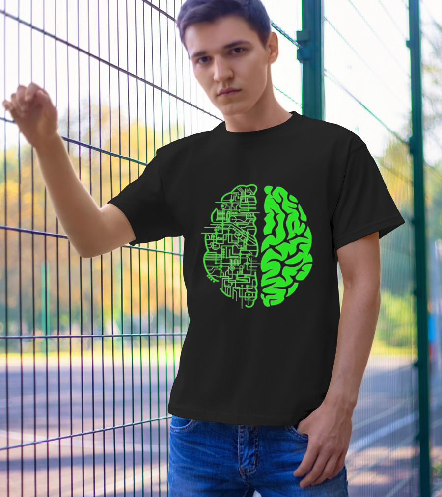 Mind Vs Machine Circuitry Brain Dual Personality T-Shirt