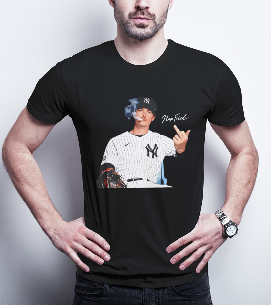 Max Fried New York Yankees Middle Finger Gesture Smoking 2026 T-Shirt
