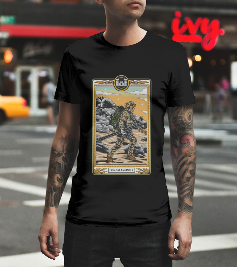Combat Engineer Tactical Card Soldier With Gear T-Shirt