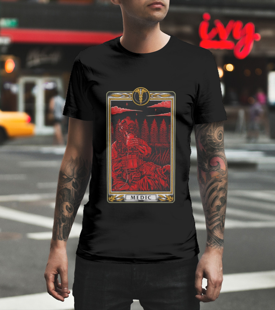 Medic Skeleton Soldier Tactical Card T-Shirt
