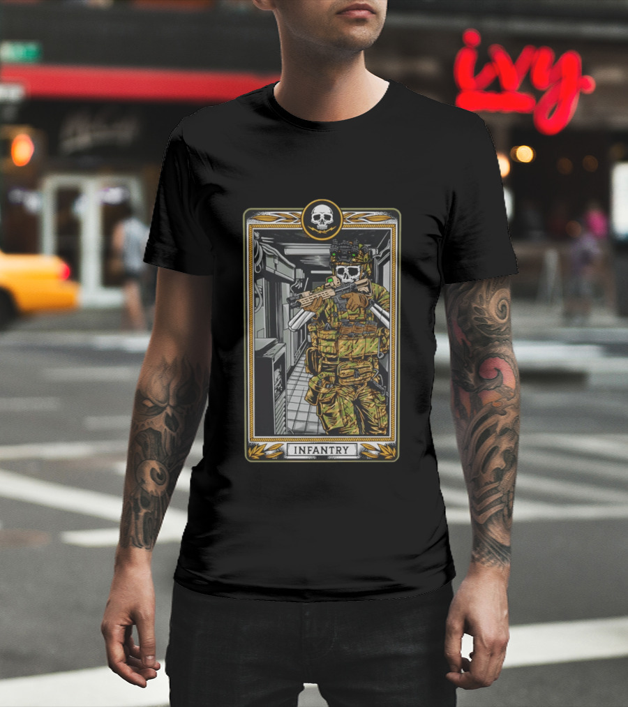 Infantry Skeleton Tactical Soldier Card T-Shirt