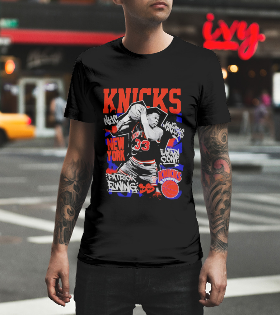 Patrick Ewing New York Knicks Iconic Dunk 33 Legends T-Shirt