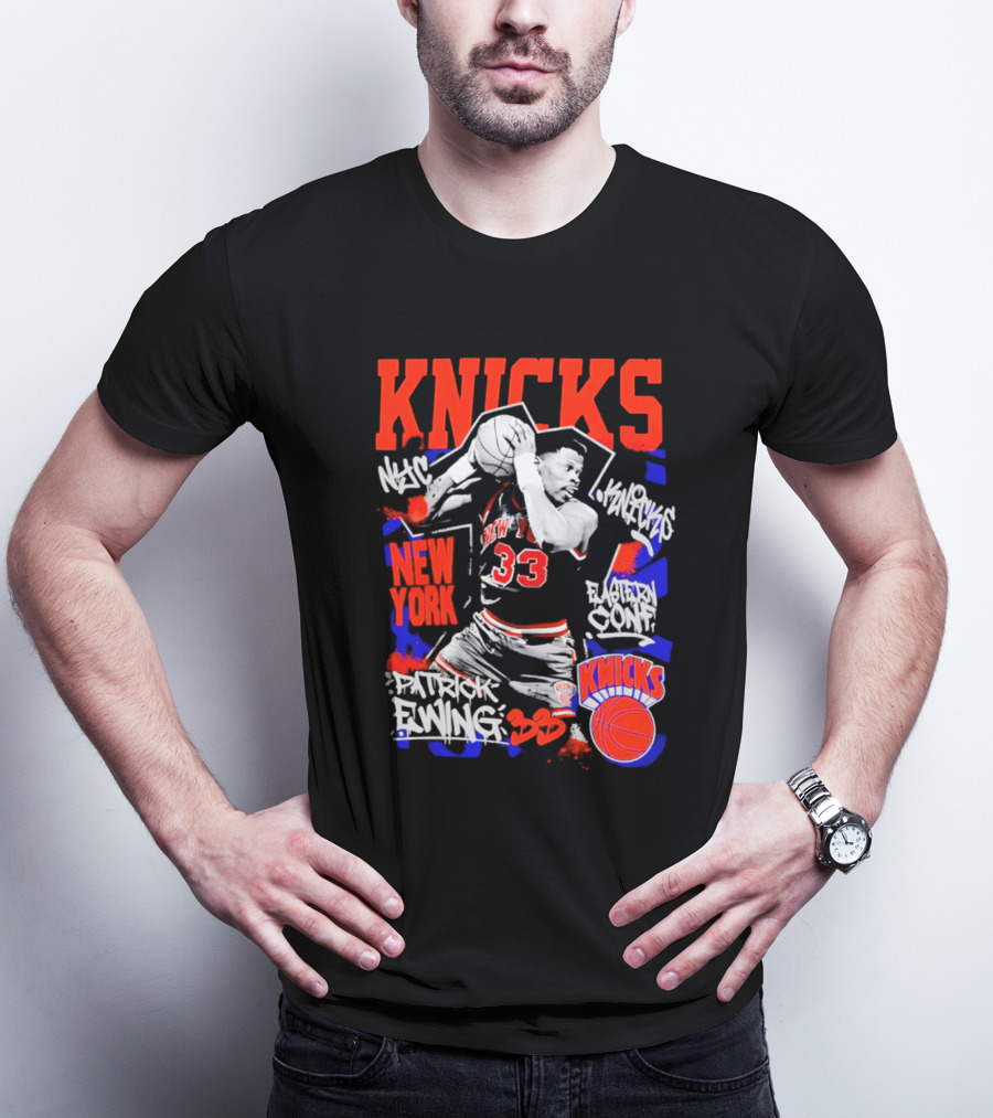 Patrick Ewing New York Knicks Iconic Dunk 33 Legends T-Shirt