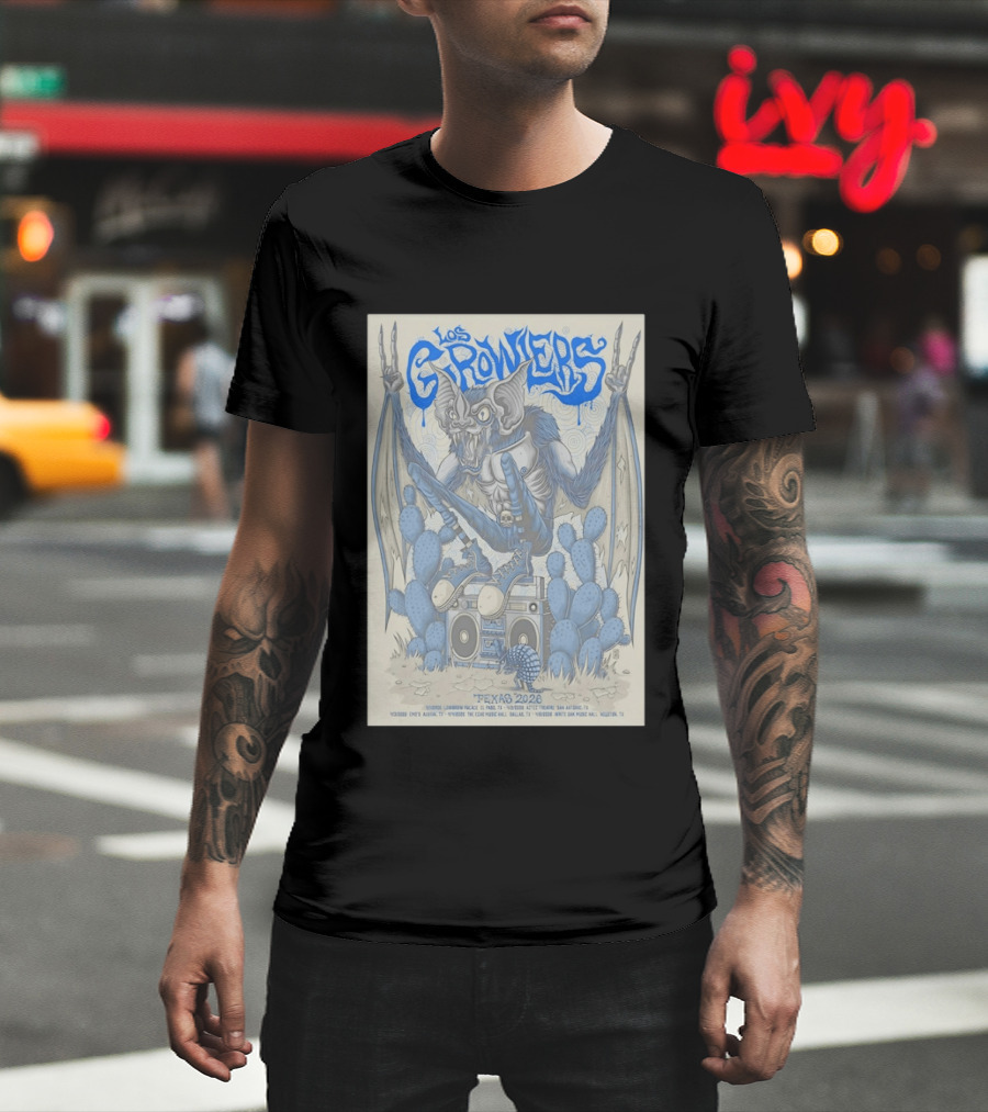 Los Growlers 2026 Texas Shows Bat Creature Boombox Cactus T-Shirt