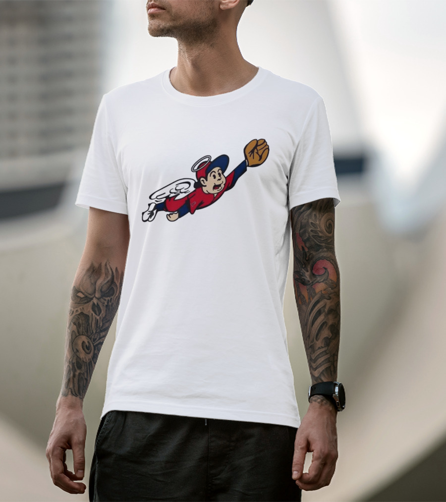 Los Angeles Angels Little Halo Boy Flying Baseball Player With Wings And Glove T-Shirt