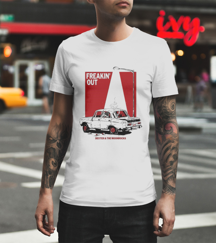 Dexter And The Moonrocks Freakin' Out Tour Car Under Red Light With Smoke T-Shirt