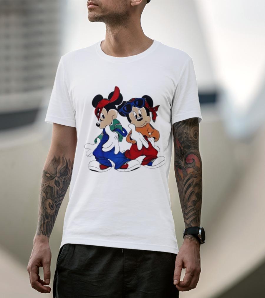 Mickey Minnie Mouse Hip Hop Style Outfits Vintage Look T-Shirt