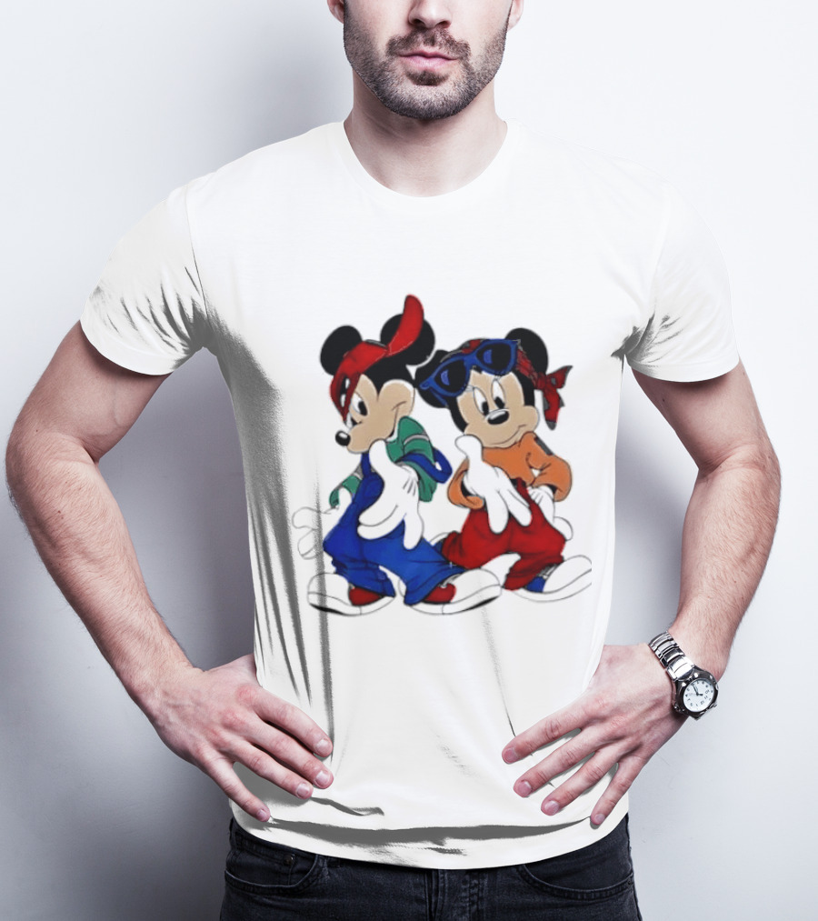 Mickey Minnie Mouse Hip Hop Style Outfits Vintage Look T-Shirt