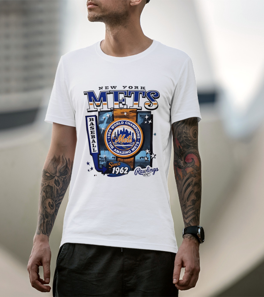 New York Mets 1969 World Champions Amazing Since 1962 Rawlings Baseball T-Shirt
