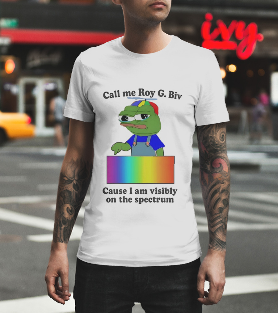 Pepe The Frog Call Me Roy G. Biv Cause I Am Visibly On The Spectrum Rainbow Visual T-Shirt