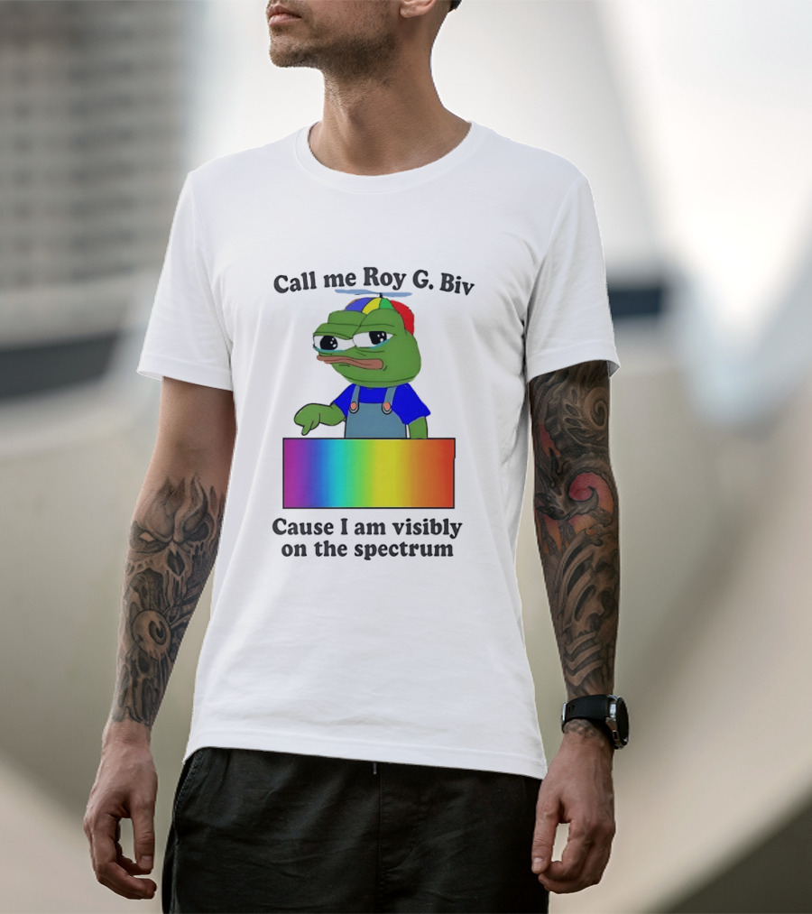 Pepe The Frog Call Me Roy G. Biv Cause I Am Visibly On The Spectrum Rainbow Visual T-Shirt