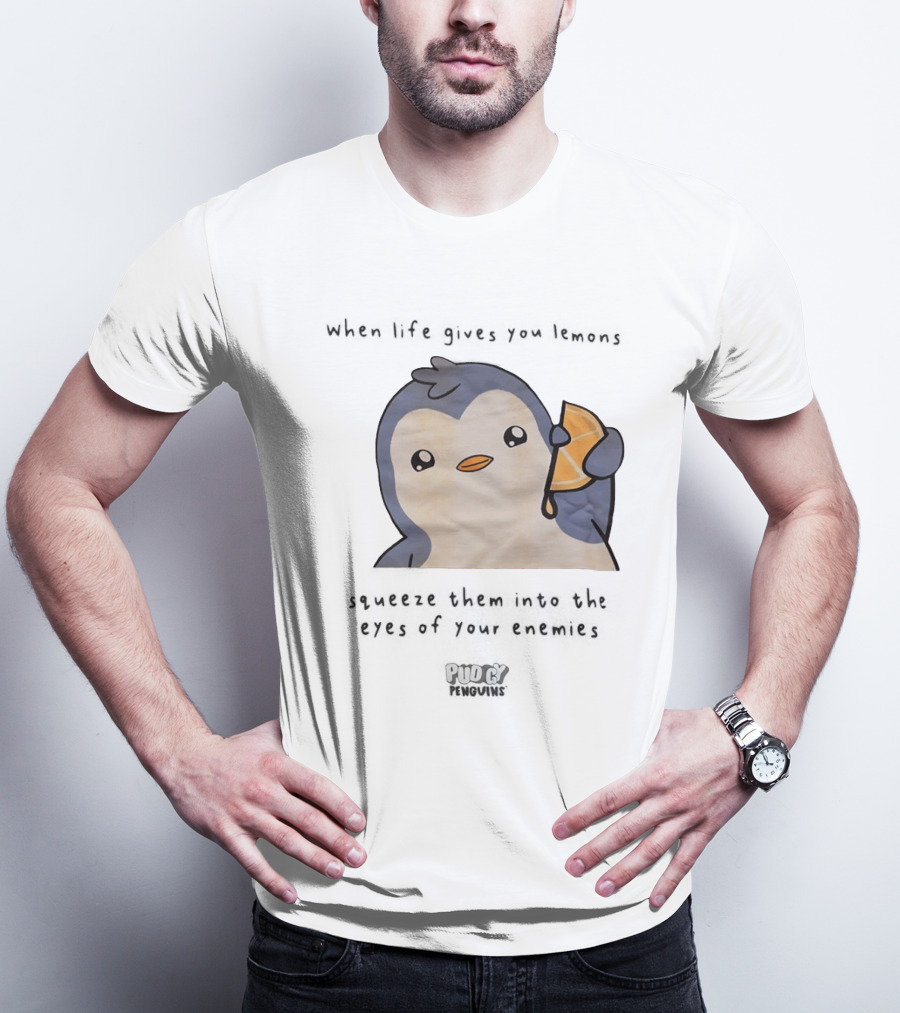 When Life Gives You Lemons Squeeze Them Into The Eyes Of Your Enemies Pudgy Penguins Cartoon T-Shirt