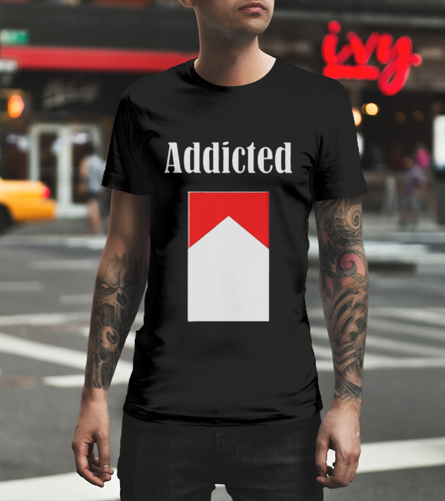 Addicted Cigarette Box Red And White T-Shirt