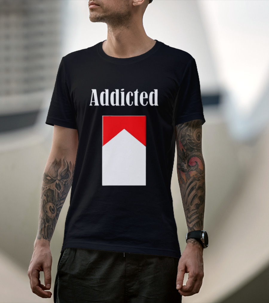 Addicted Cigarette Box Red And White T-Shirt