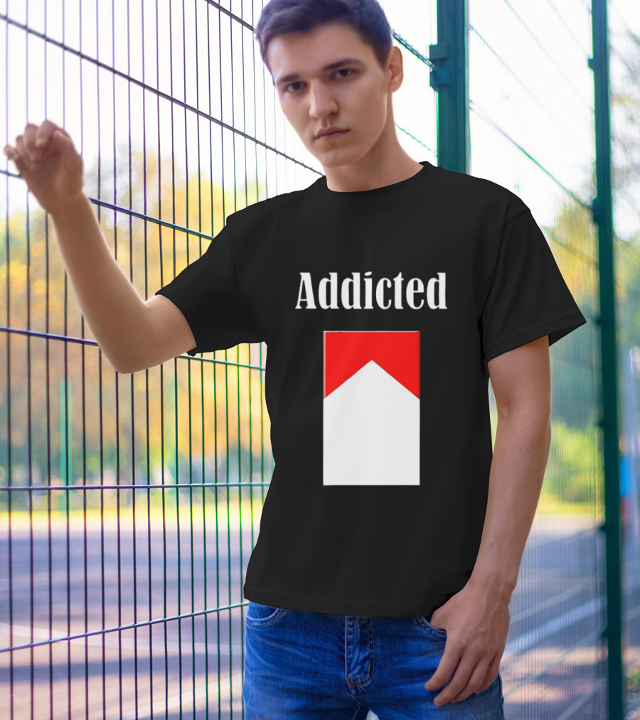 Addicted Cigarette Box Red And White T-Shirt