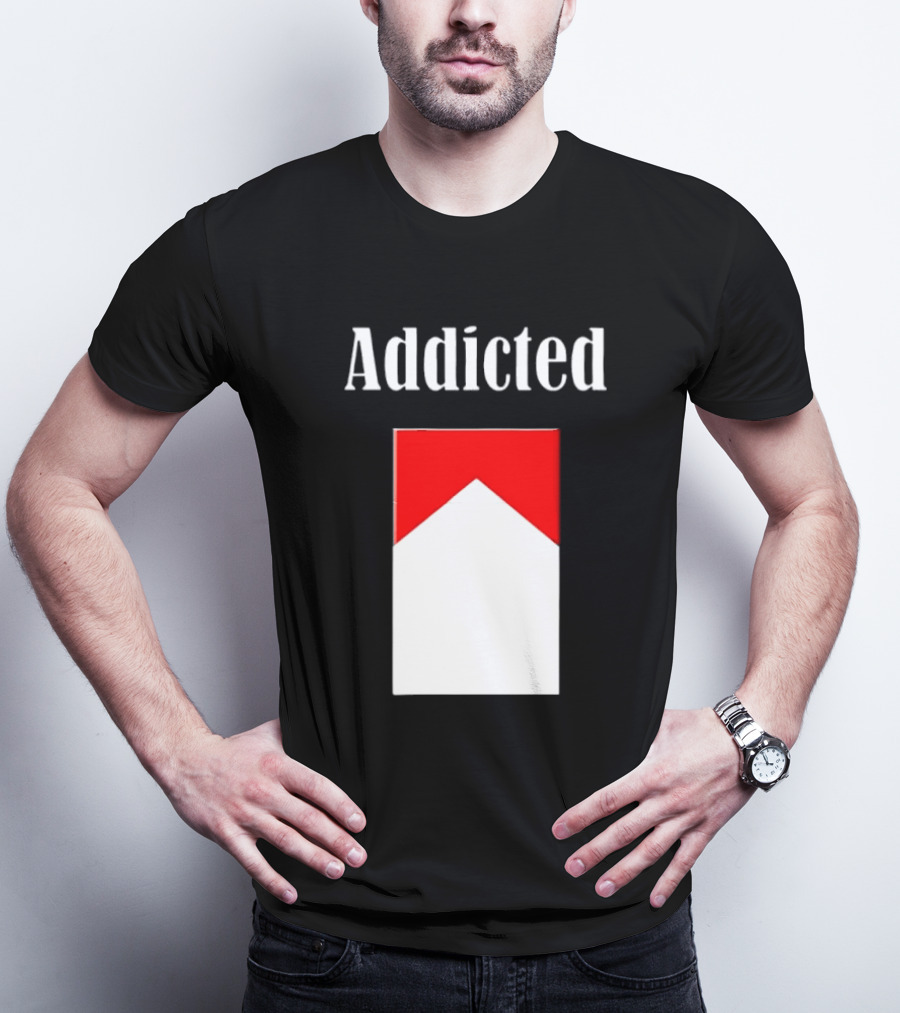 Addicted Cigarette Box Red And White T-Shirt