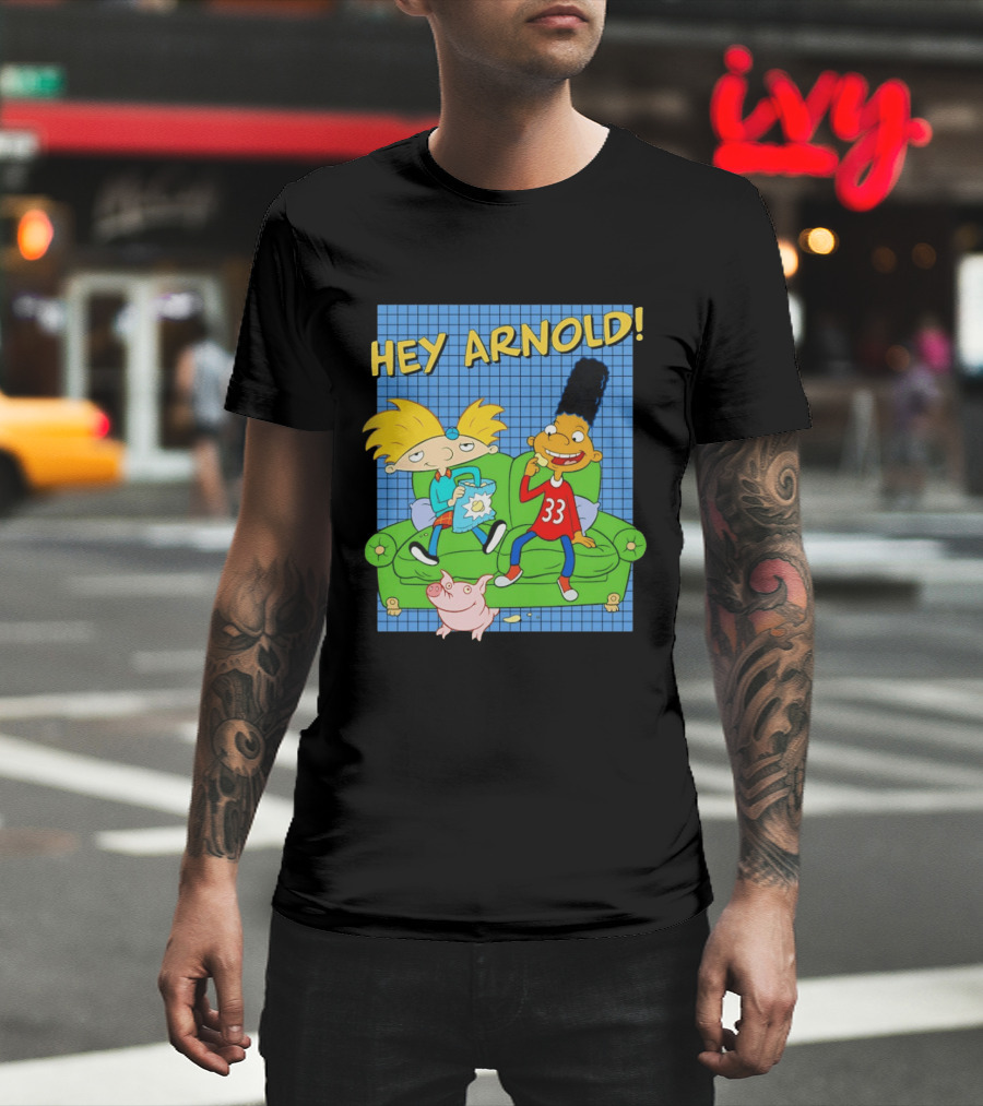 Hey Arnold Gerald And Abner Football Cartoon Couch Sitting T-Shirt