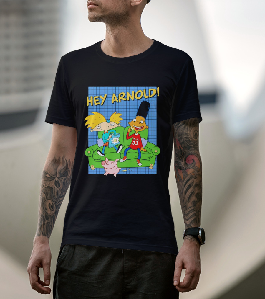 Hey Arnold Gerald And Abner Football Cartoon Couch Sitting T-Shirt