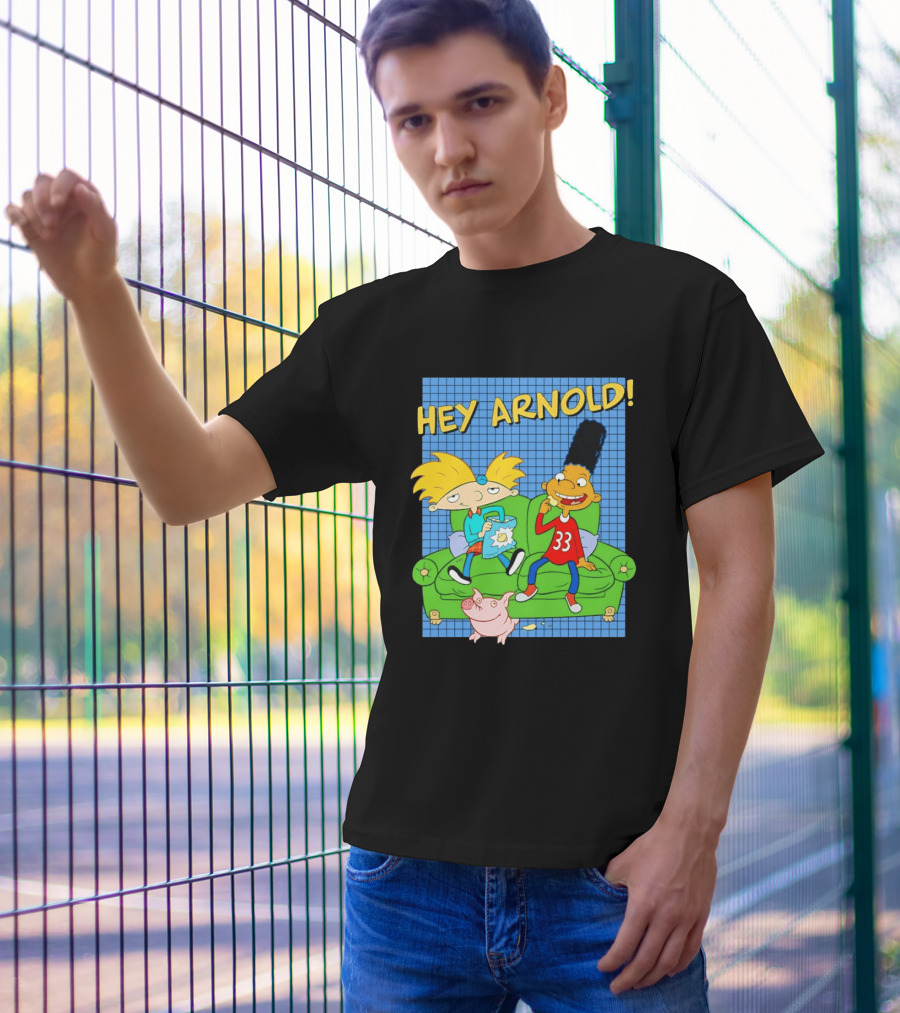 Hey Arnold Gerald And Abner Football Cartoon Couch Sitting T-Shirt