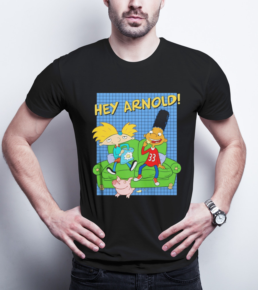 Hey Arnold Gerald And Abner Football Cartoon Couch Sitting T-Shirt
