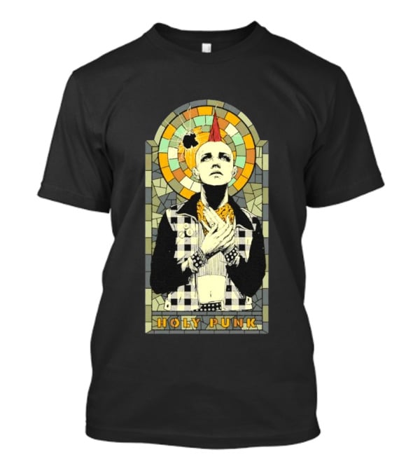 Holy Punk Rock Stained Glass Punk With Mohawk And Plaid Jacket T-Shirt
