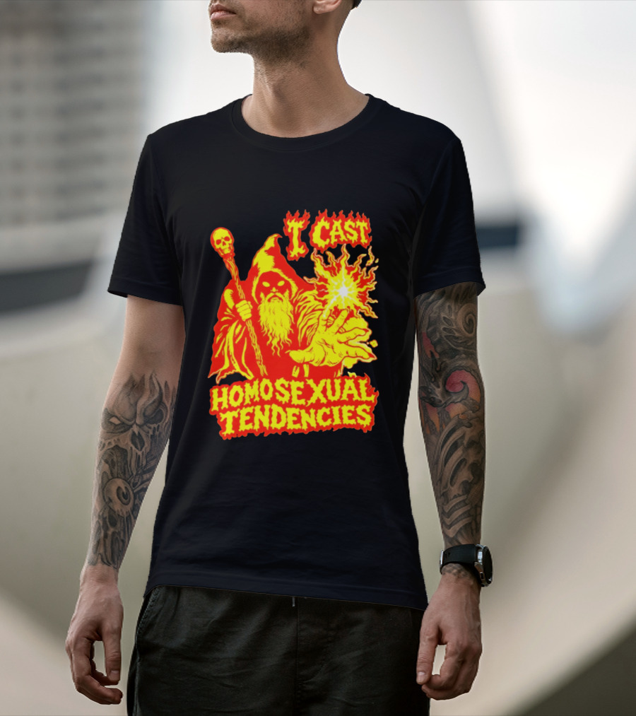 I Cast Homosexual Tendencies Wizard Fire With Staff And Flames T-Shirt