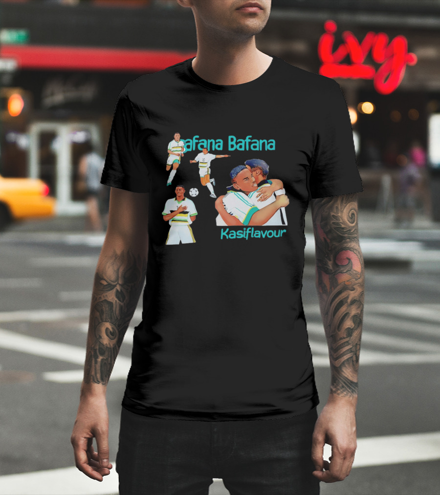 Bafana Bafana Kasi Flavour South African Football Players With Soccer Ball And Embrace T-Shirt