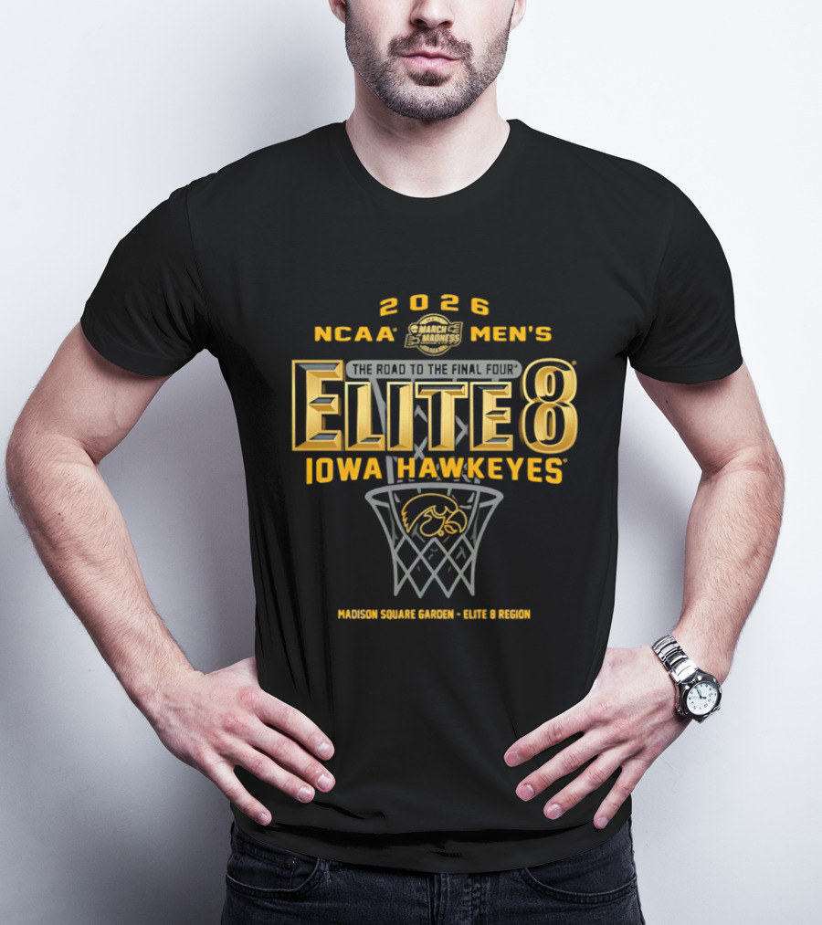 2026 NCAA Men's Elite 8 Iowa Hawkeyes Madison Square Garden East Region T-Shirt