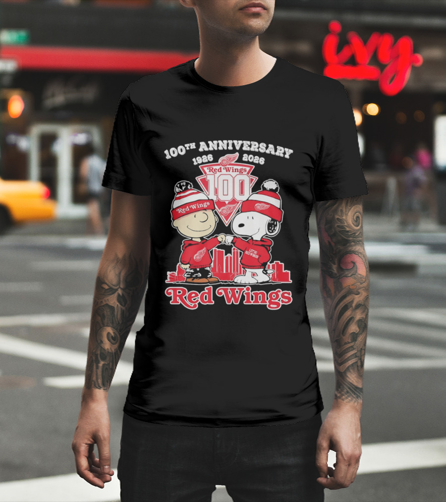 Charlie Brown Snoopy Red Wings 100th Anniversary 1926 2026 T-Shirt