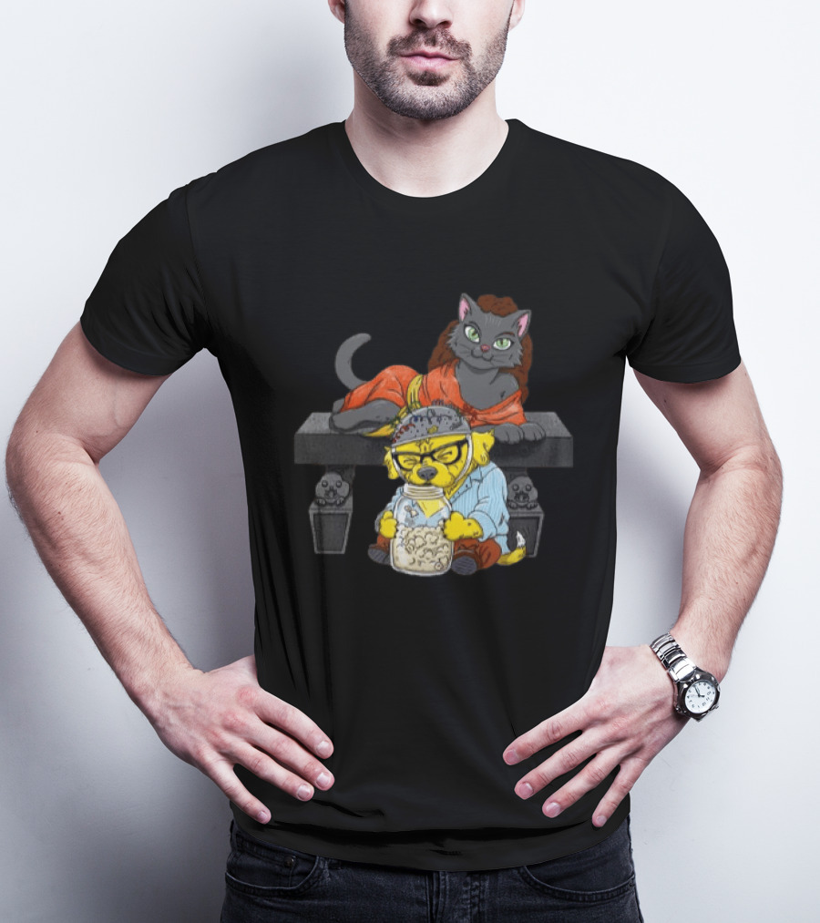 Proton Pets Cats And Dogs Mass Caring Together On Skull Bench T-Shirt