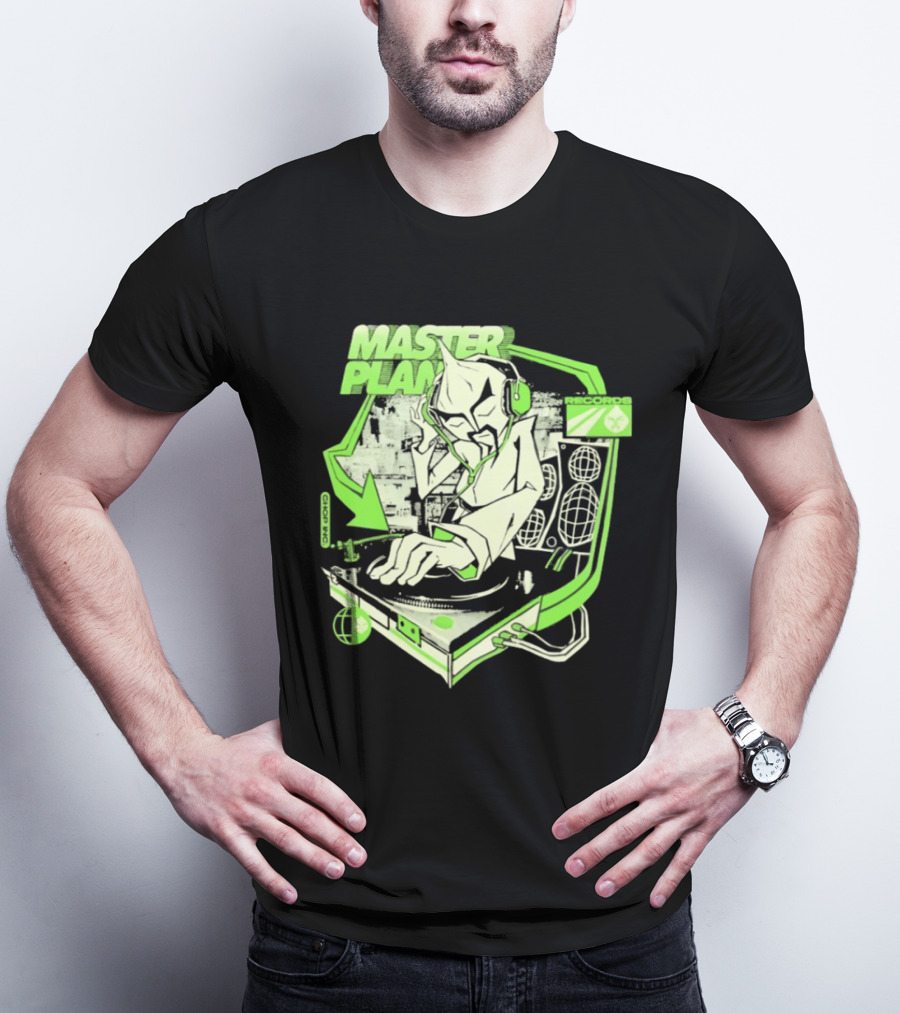 Chop Chop Master Onion Master Plan Records DJ Turntable Headphones T-Shirt