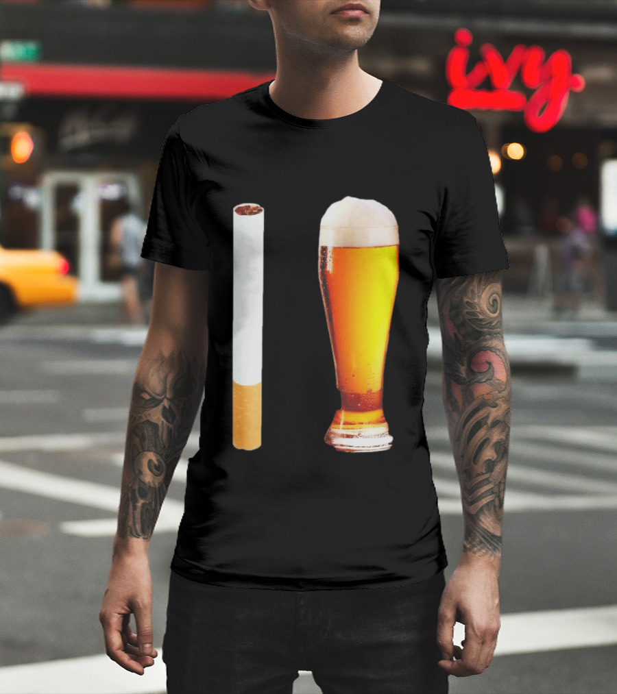 Cigarette And Beer Combo Classic Symbolic Pair T-Shirt