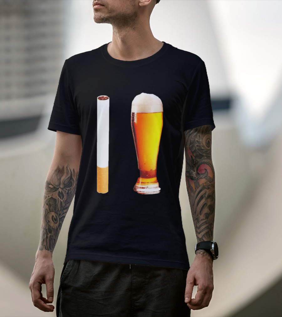 Cigarette And Beer Combo Classic Symbolic Pair T-Shirt