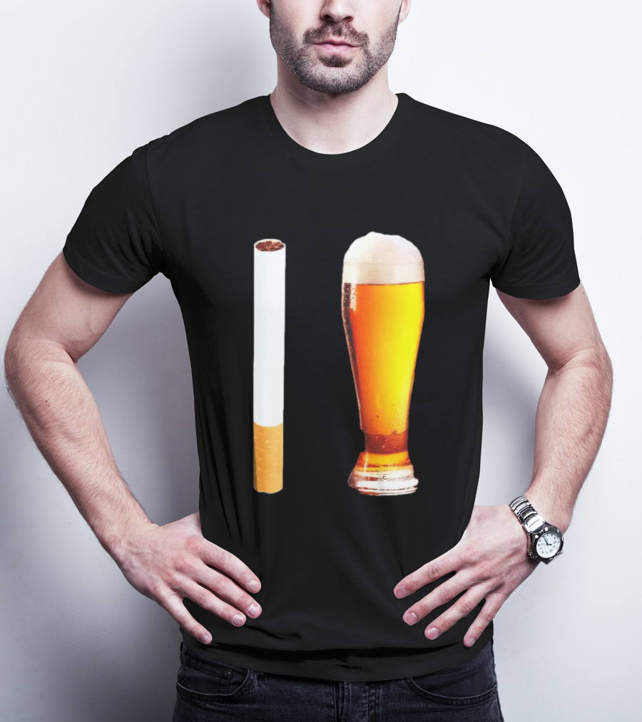 Cigarette And Beer Combo Classic Symbolic Pair T-Shirt