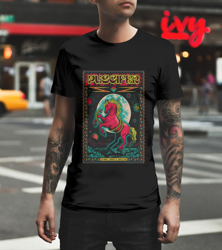 Puscifer The Pinnacle Nashville TN March 27 2026 Psychedelic Unicorn Snake Moon Planets T-Shirt