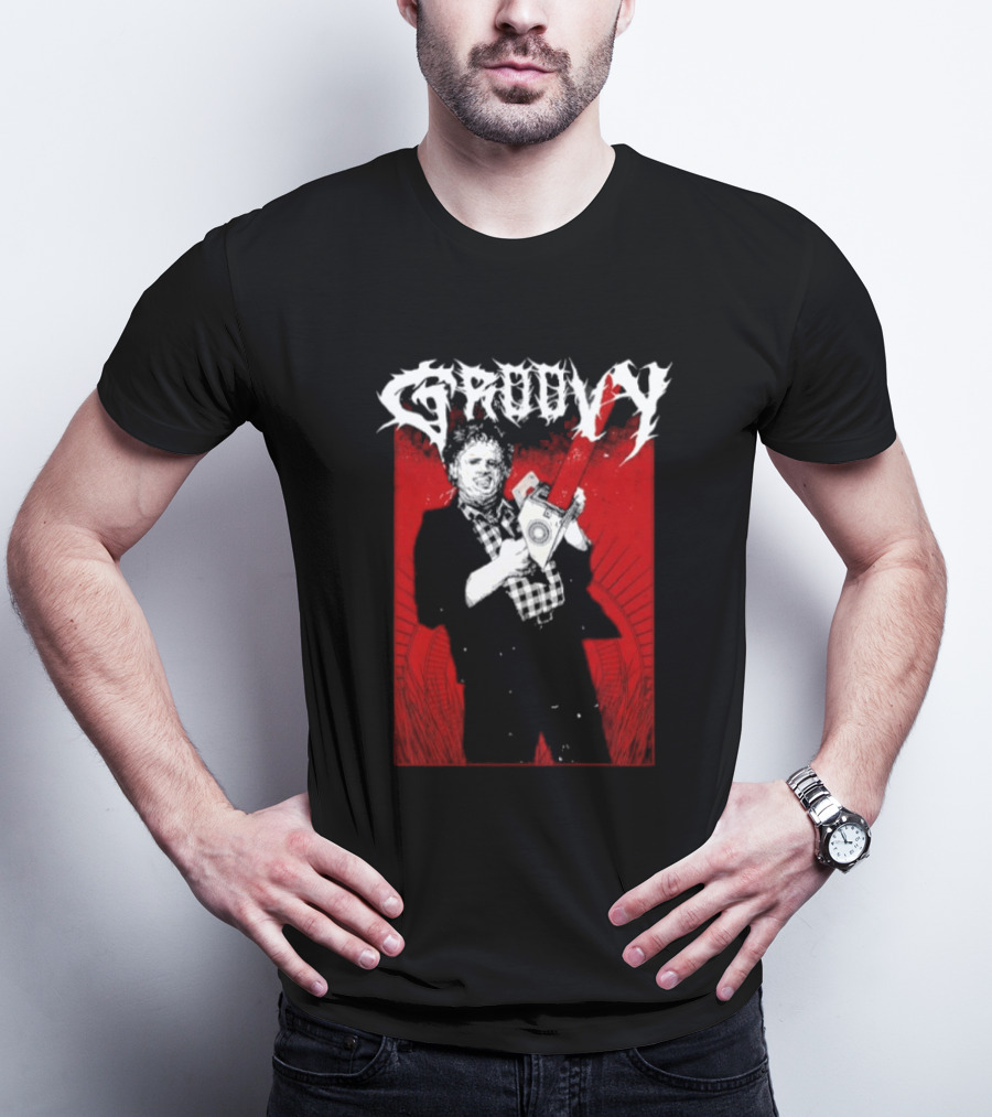 Groovy Metal Leatherface The Texas Chain Saw Massacre Horror T-Shirt