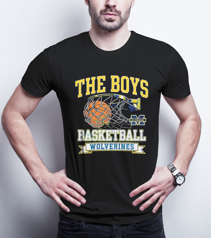 The Boys Basketball Wolverines Michigan M Hoops Sports Team T-Shirt