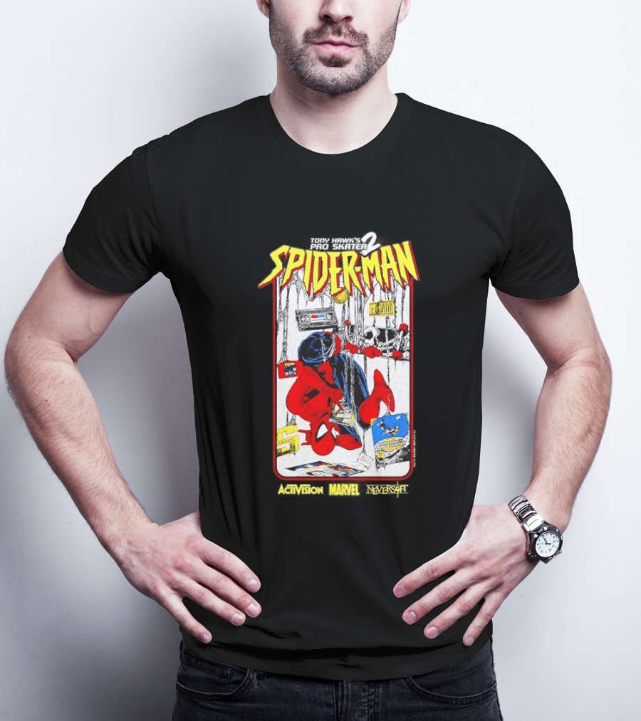 Spider Man Marvel Comics Tony Hawk's Pro Skater 2 Video Game Scene T-Shirt