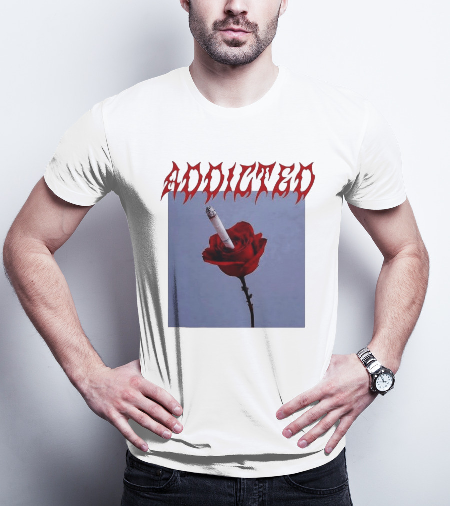 Addicted Smoking Roses Metal Aesthetic T-Shirt