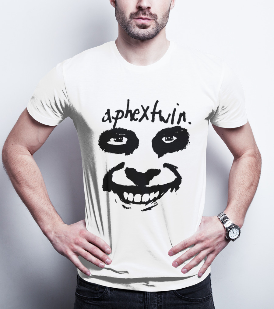 Aphex Twin Handwritten Logo With Distorted Face T-Shirt