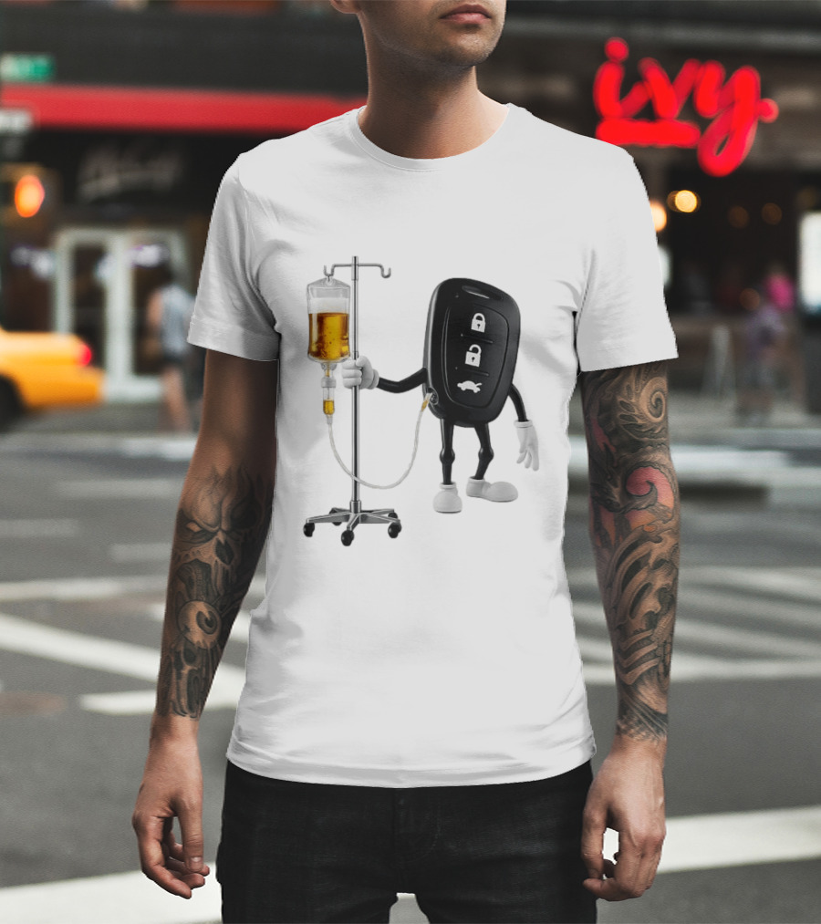 Car Keys With IV Beer Do Not Drink Alcohol When Driving Warning T-Shirt