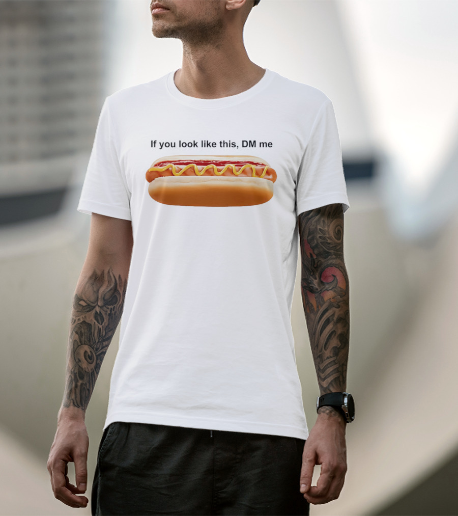 If You Look Like This DM Me Hot Dog Mustard Ketchup T-Shirt
