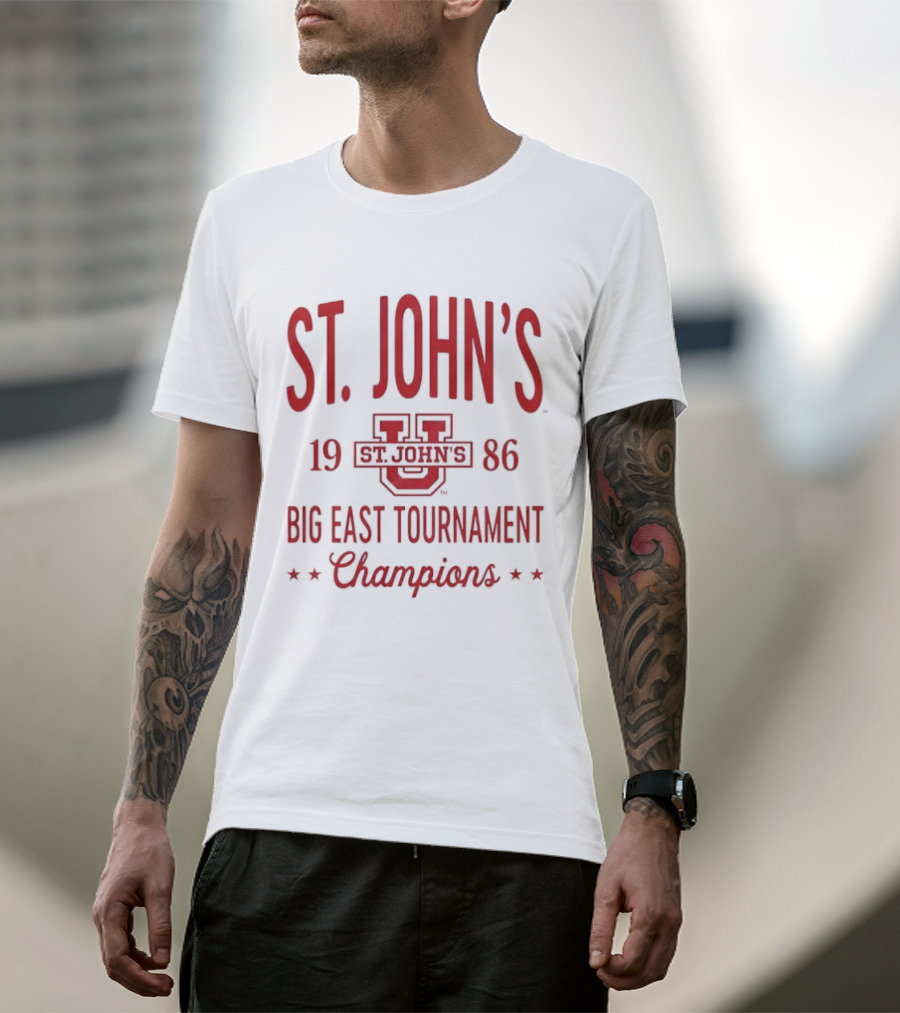 St. John's Red Storm 1986 Big East Tournament Champions NCAA Basketball T-Shirt