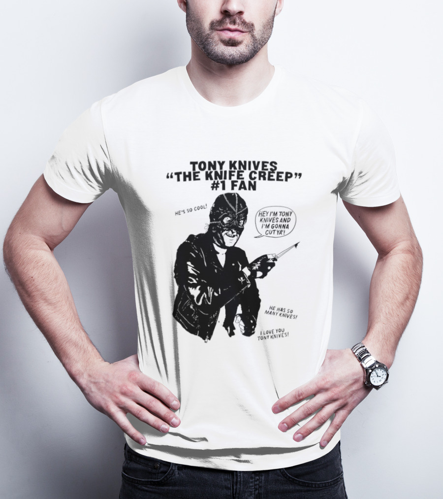Tony Knives The Knife Creep Volume One Leather Jacket Mysterious True Crime Legendary Horror Movie Night Stalk Western Adventure T-Shirt
