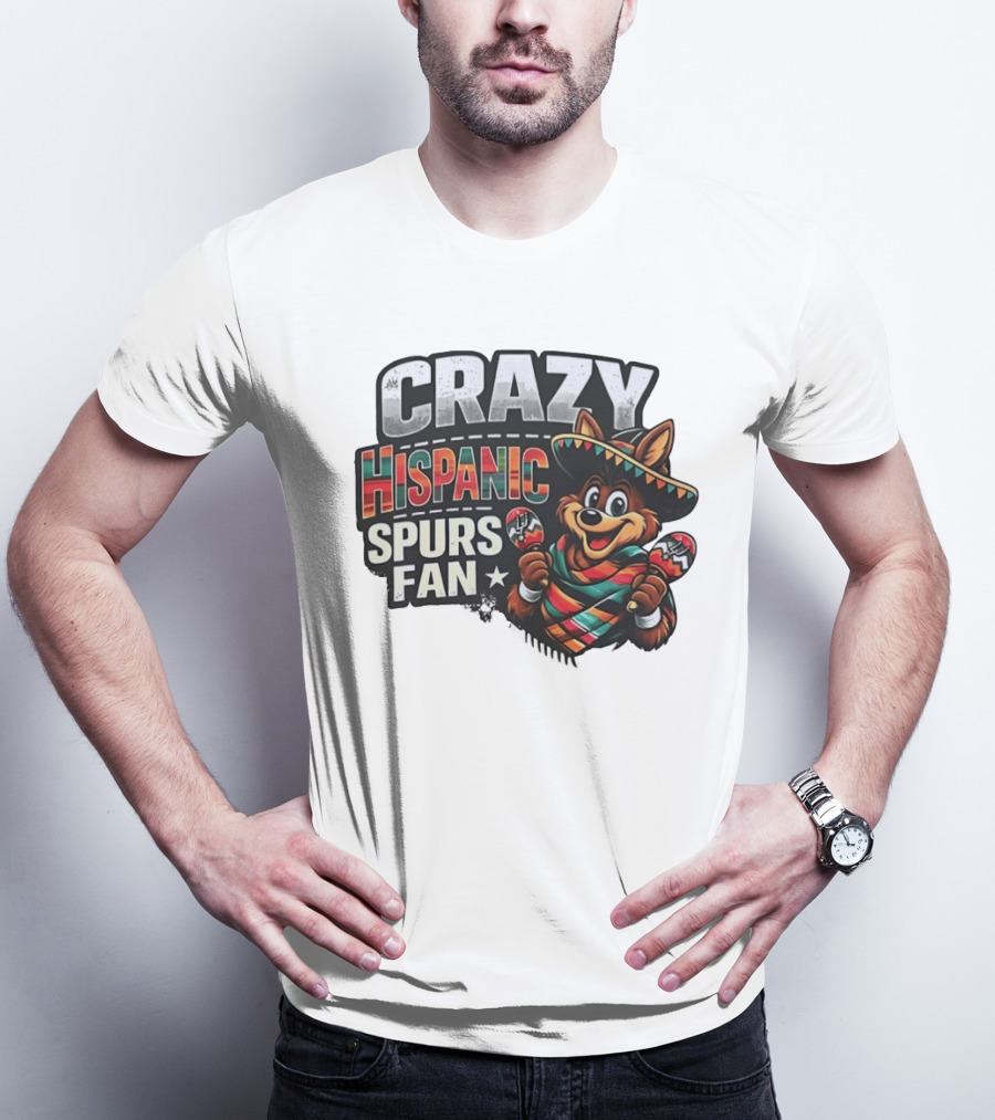 San Antonio Spurs Crazy Hispanic Spurs Fan Fiesta Coyote With Sombrero And Maracas T-Shirt