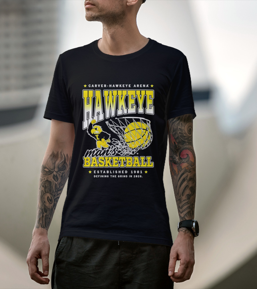 Carver Hawkeye Arena Man's Basketball Defining The Grind In 2023 Established 1901 T-Shirt