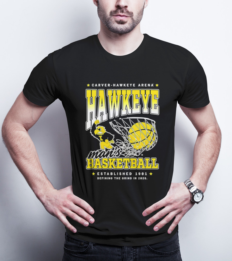 Carver Hawkeye Arena Man's Basketball Defining The Grind In 2023 Established 1901 T-Shirt