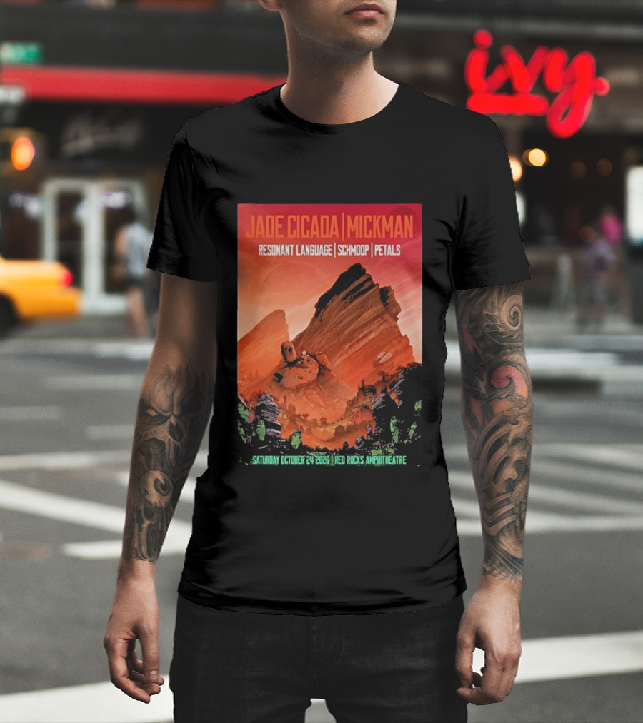Jade Cicada Mickman Red Rocks Amphitheatre October 24 2026 Resonant Language Schmoop Petals T-Shirt
