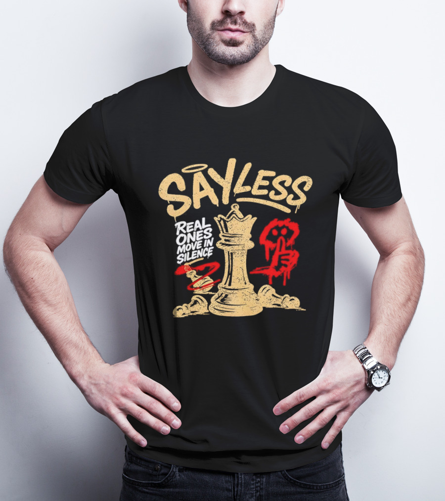 Say Less Real Ones Move In Silence Chess Piece And Red High Heels T-Shirt