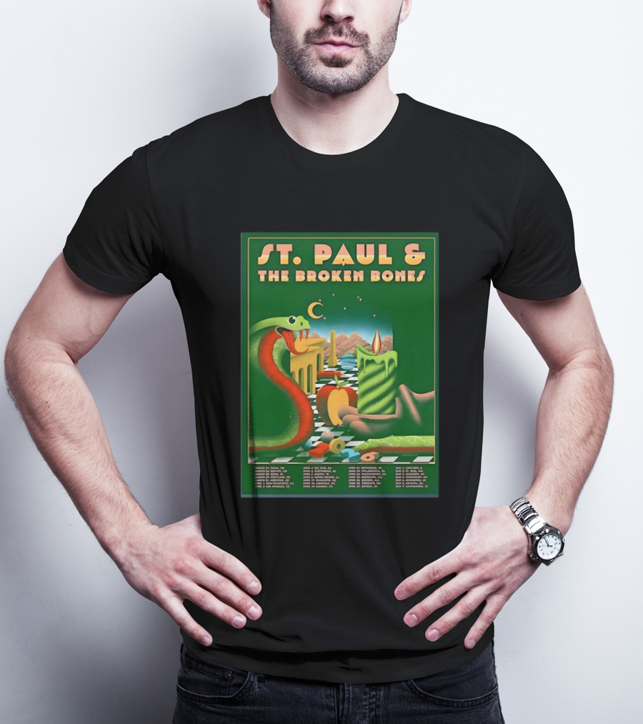 St Paul And The Broken Bones 2026 North America Tour Snake Candle Chessboard T-Shirt
